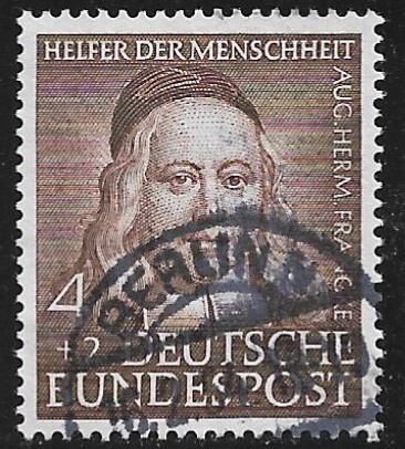 GERMANY 1953 4+2pf August Herman Francke Semi Postal Sc B334 VFU ...