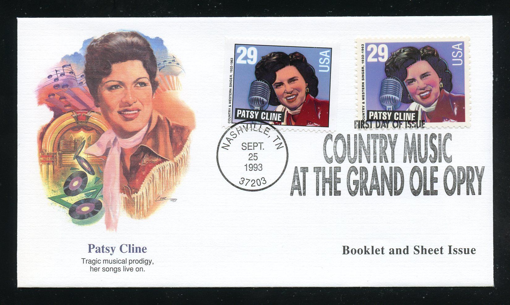 US 2772,2776 Bklt & Sheet American Music Patsy Cline UA Fleetwood FDC ...