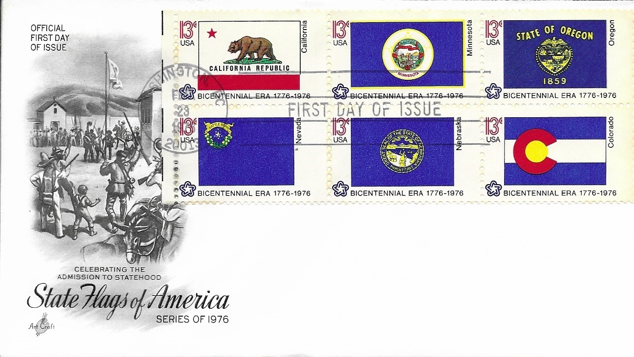1976 FDC, #1633-1682, 13c State Flags, Art Craft (10), blocks | United ...