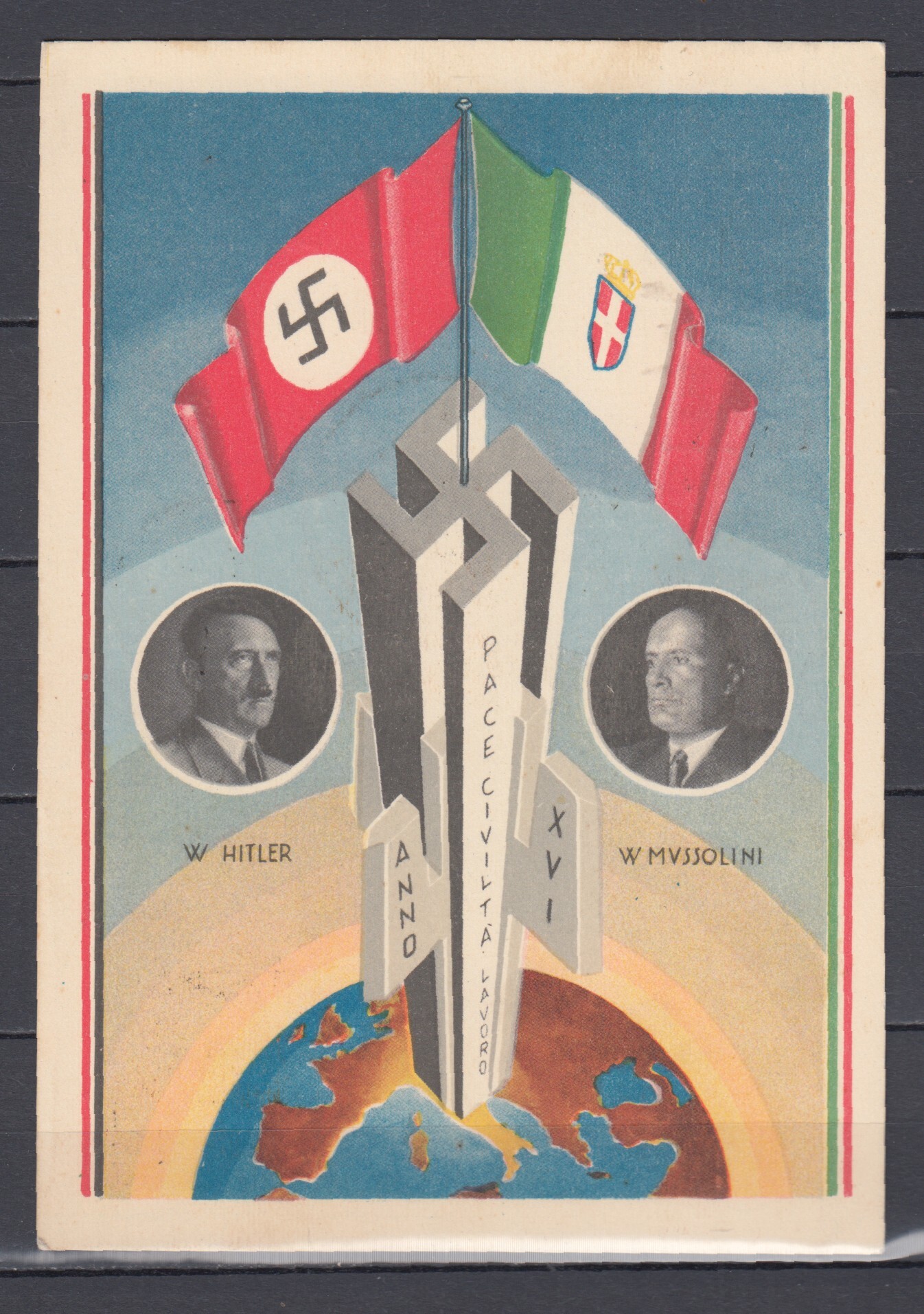 World War II Propaganda Postcard 1938 Hitler-Mussolini Friendship ...