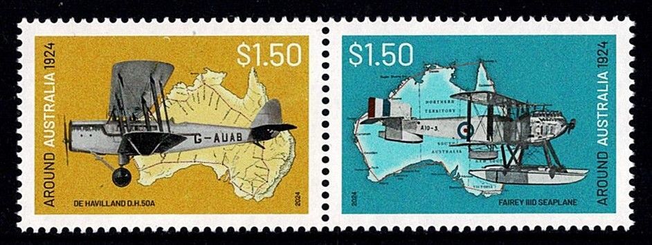 Australia 2024 Around Australia Flights - 100 Years Set of 2 MNH ...