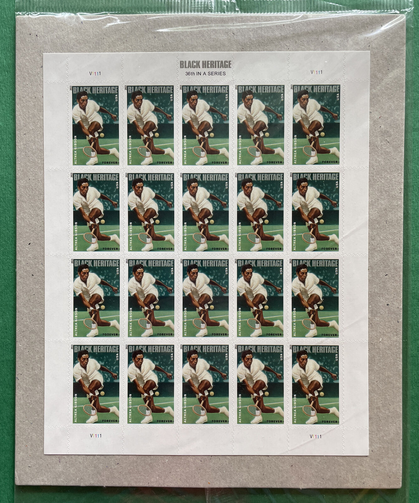 Scott 4803 ALTHEA GIBSON Pane of 20 US Forever Stamps 2013 MNH, USPS ...