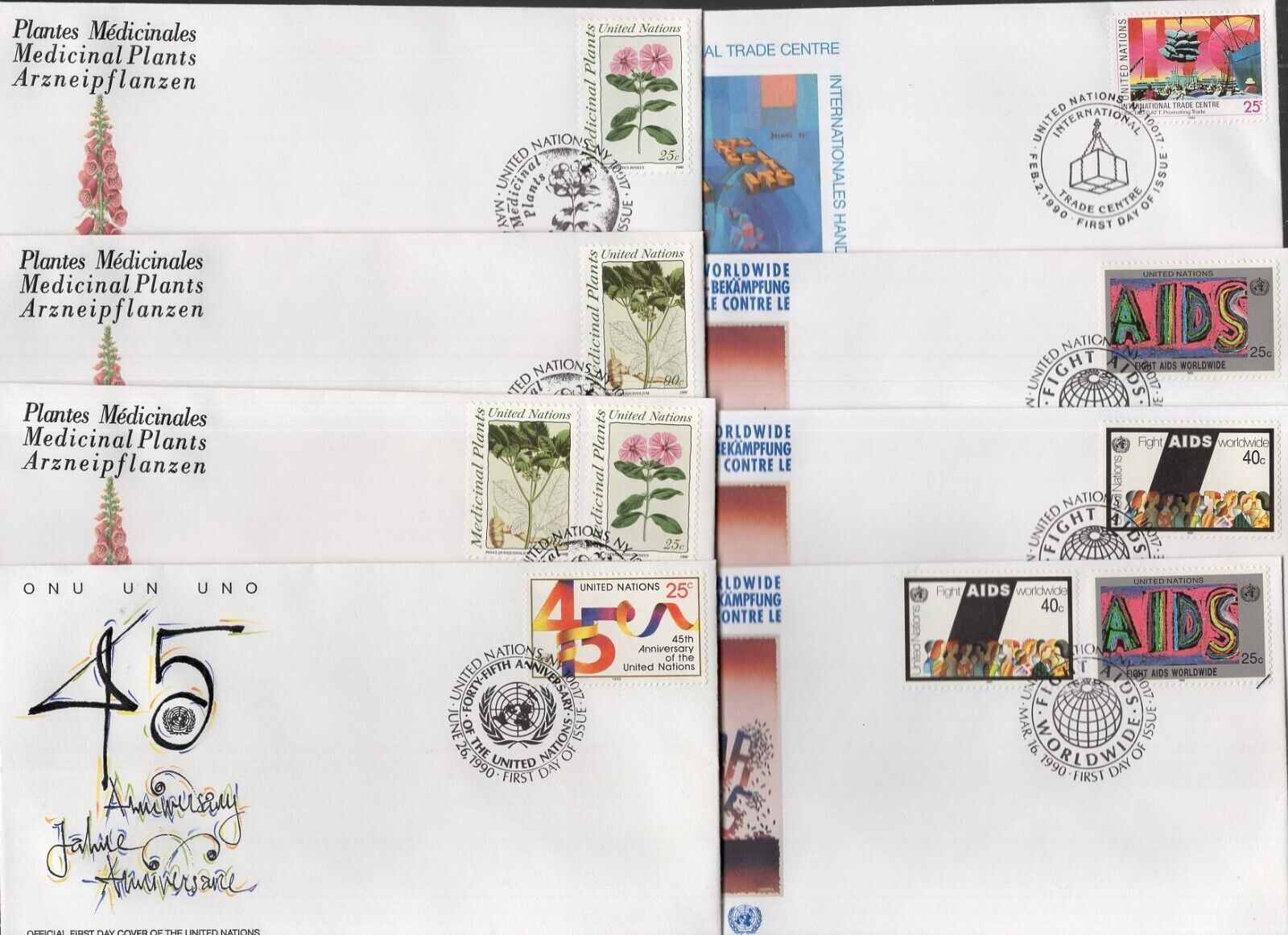 UN New York 1990-1994 Collection of 107 FDC's Appears Complete ...