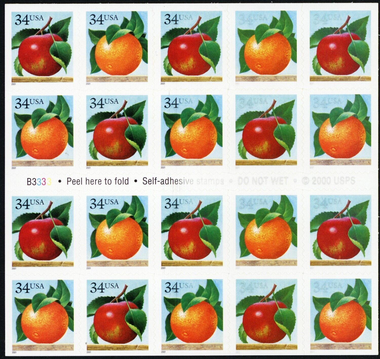 3492b, MNH 99% of Black Color Missing from Right Side of Pane - Stuart ...