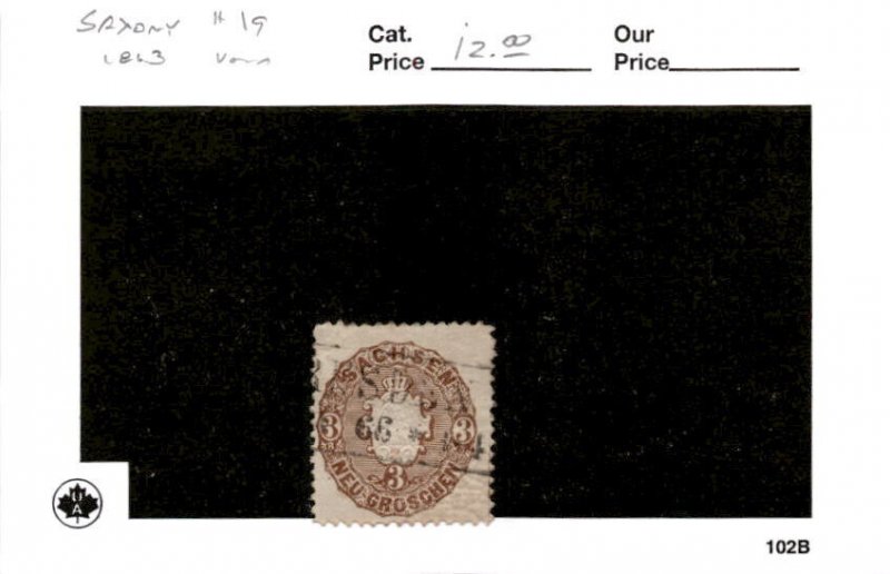 Saxony - Germany, Postage Stamp, #19 Used, 1863 Coat Arms (AC) | Europe ...