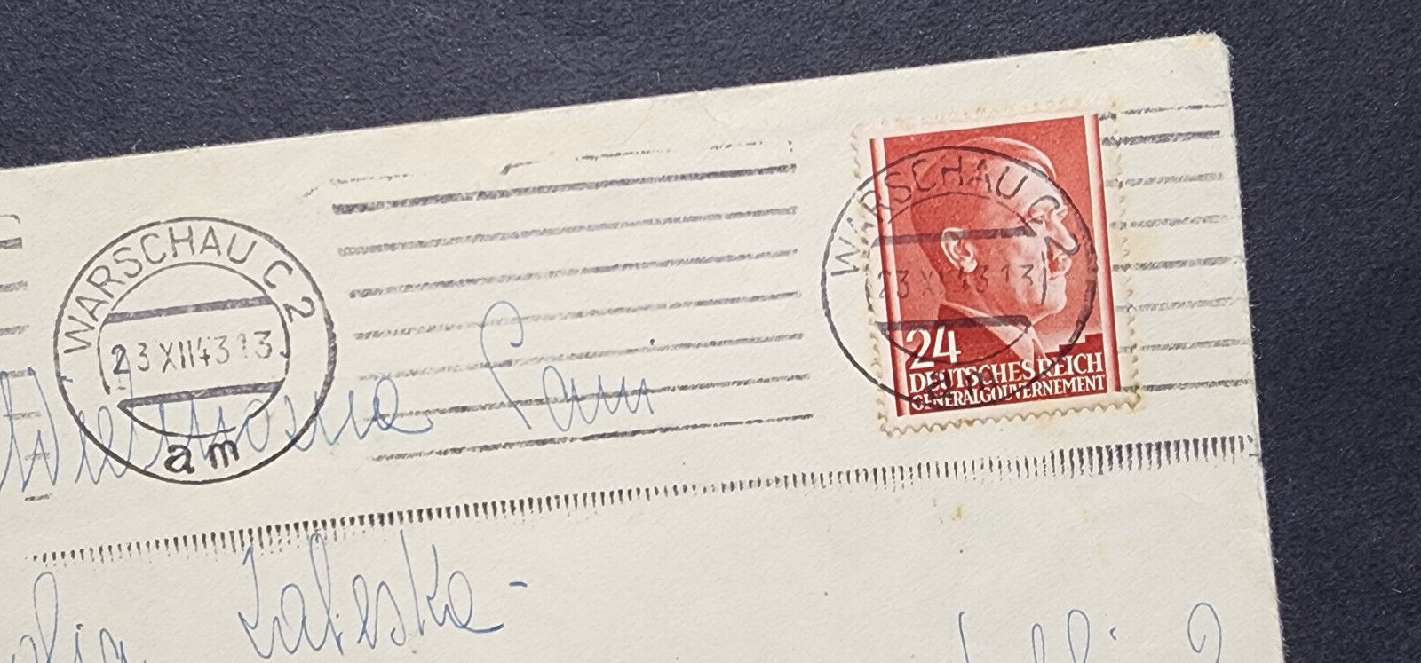 WWI1 WW2 Nazi German Third Reich Germany Postal cover WARSCHAU 1943 ...
