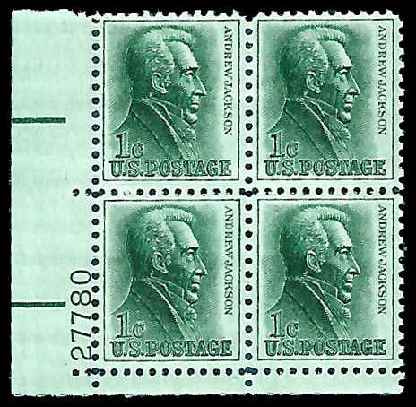 PCBstamps US #1209a PB 4c(4x1c) Andrew Jackson, 27780, MNH, (PB-3b ...