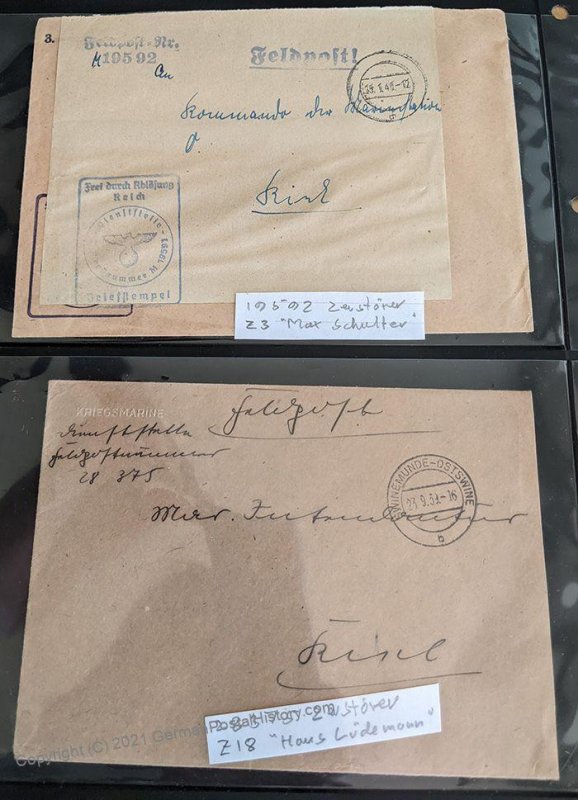3rd Reich Germany Kriegsmarine Naval MSP Feldpost Collection 105676 ...