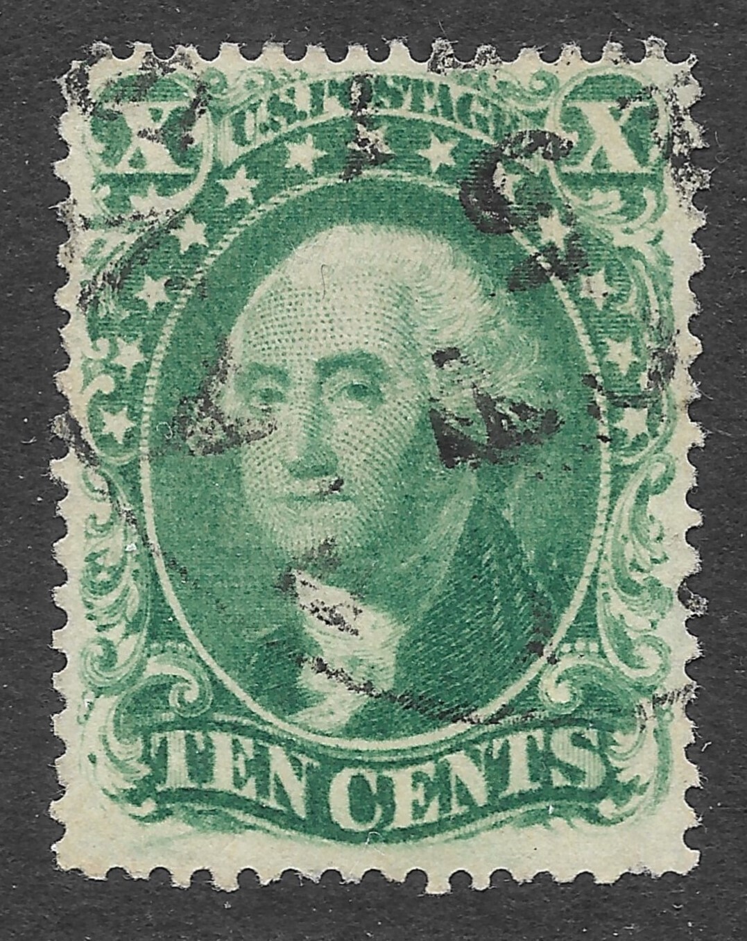 Used 1857 Scott #32 Type II 10c Postage Stamp Featuring Washington, cv ...