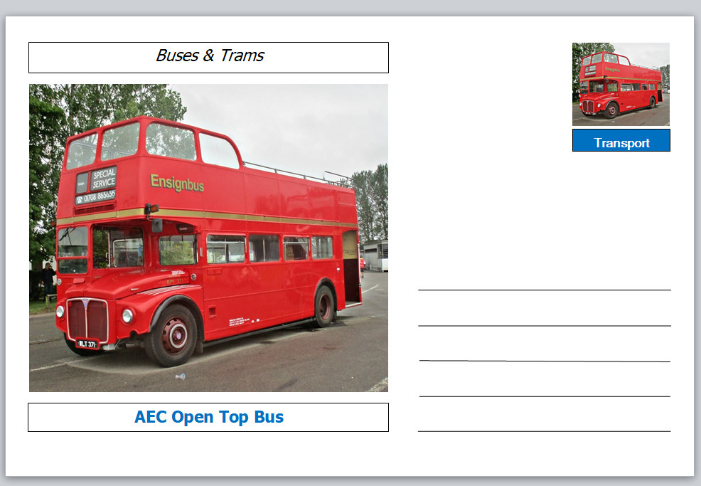 Buses & Trams - AEC Open Top Bus souvenir postcard mint | Great Britain ...