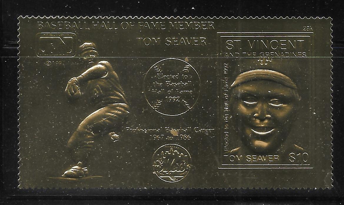 St. Vincent Gold Baseball Tom Seaver Similar to 1735 MNH | Caribbean ...