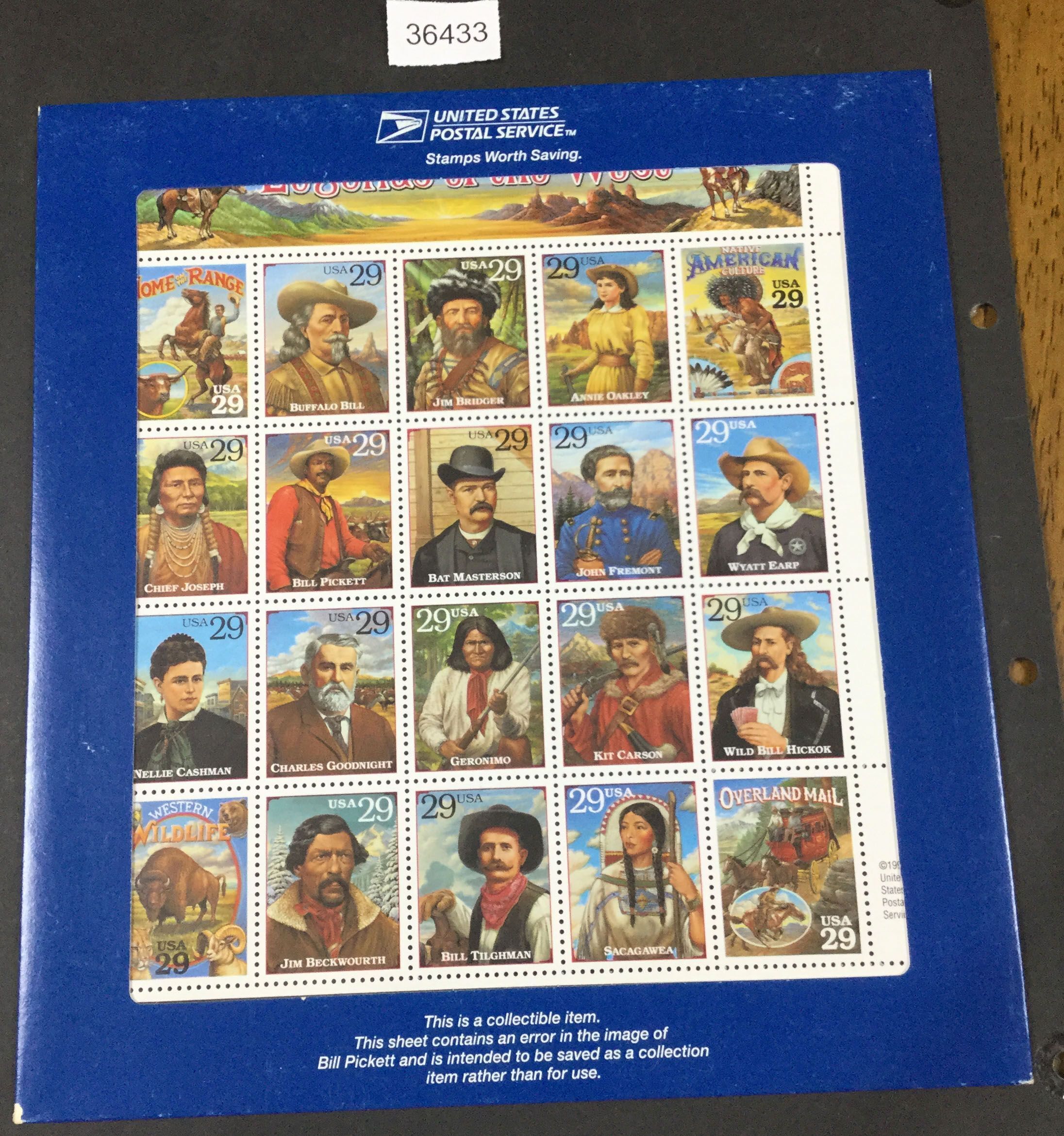 US Stamps #2870 Mint OG NH Recalled Legends of the West Sheet LOT ...