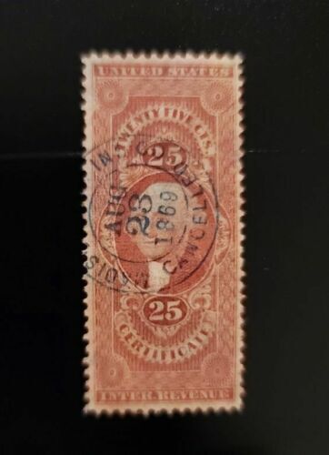 1862-71 25c U.S.A. Internal Revenue, Washington, First Issue ...