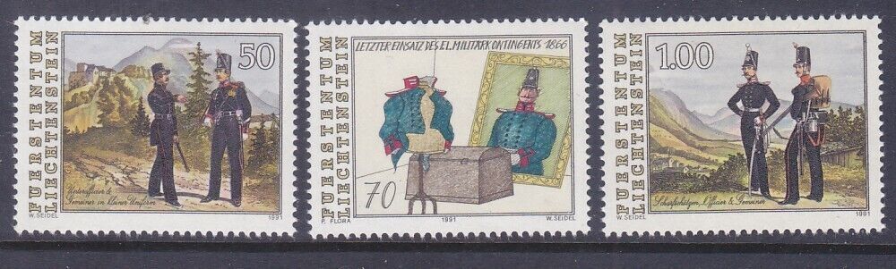 Liechtenstein 964-66 MNH 1991 Early Military Uniforms Set | Europe ...