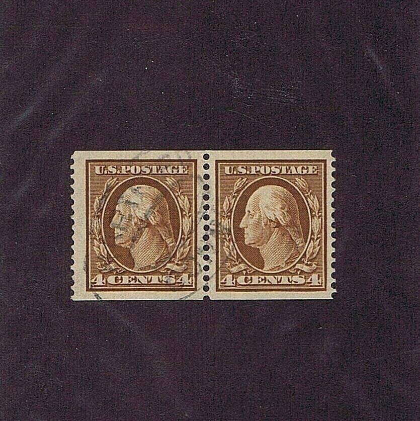 Scott# 354 Used Horizontal Coil Pair, 4c Washington, 1909, 2019 Psag ...