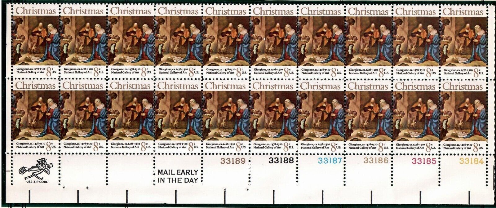 US # 1444 , Adoration of the Shepherds , Plate Block of 20 - I Combine ...