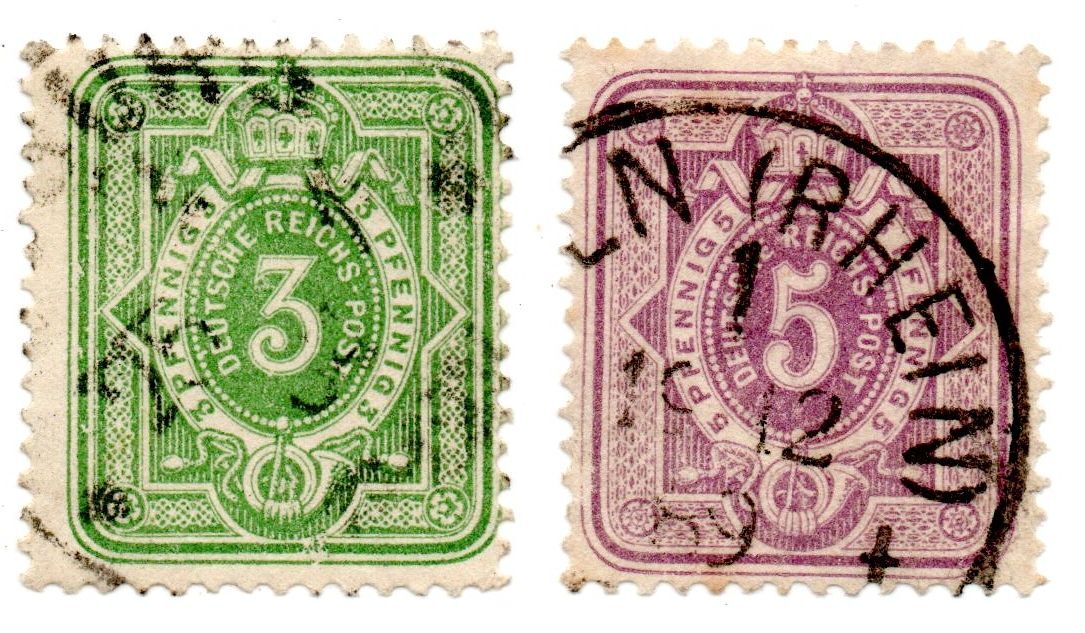 German stamps Reichspost 1875 Pfennig stamps SG31-32 | Europe - Germany ...