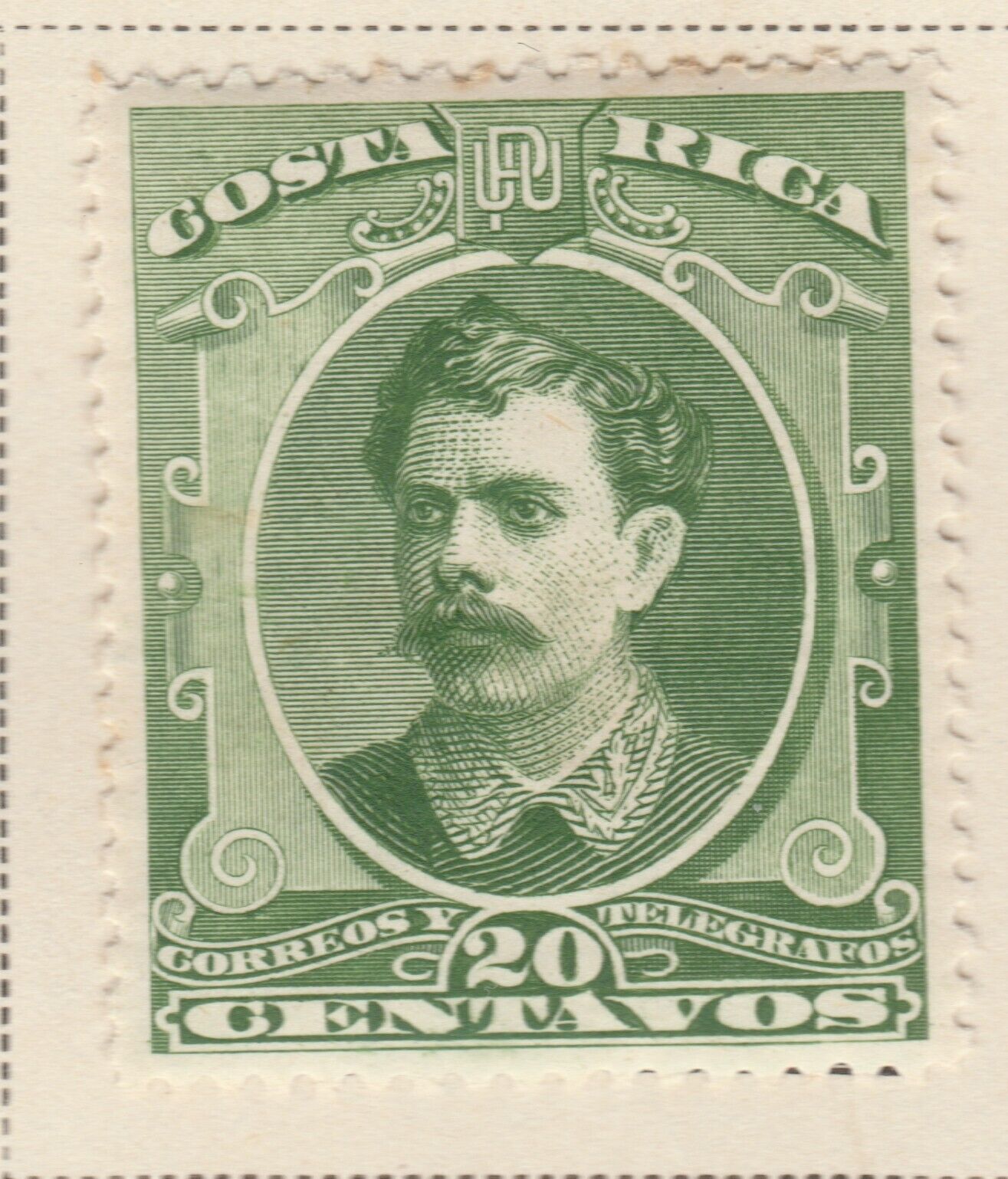 COSTA RICA President Soto Alfaro 1889 20c MH* Stamp A29P14F32060 ...