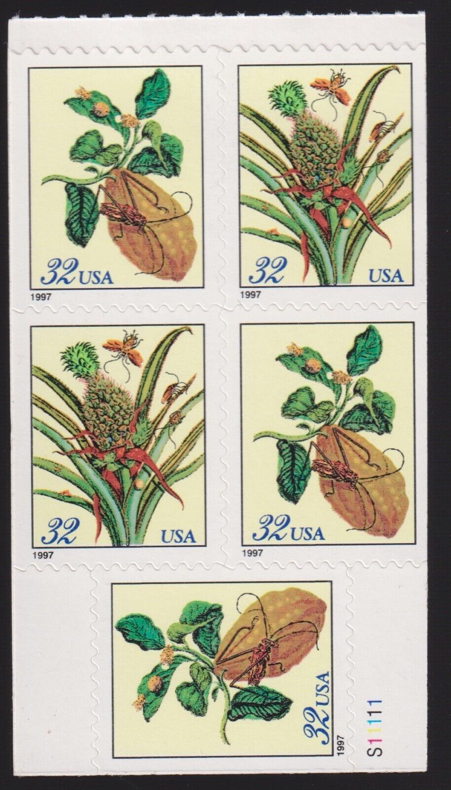 Scott #3128b Botanical Prints (Merian) Plate Block of 5 of stamps - MNH ...