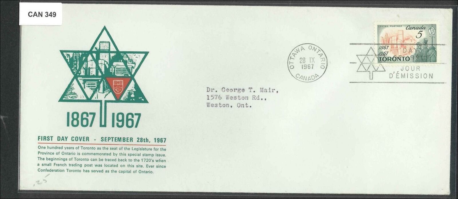 Savoystamps-Canada FDC Cover-1966-5C Stamp Canadian Wildlife Series ...