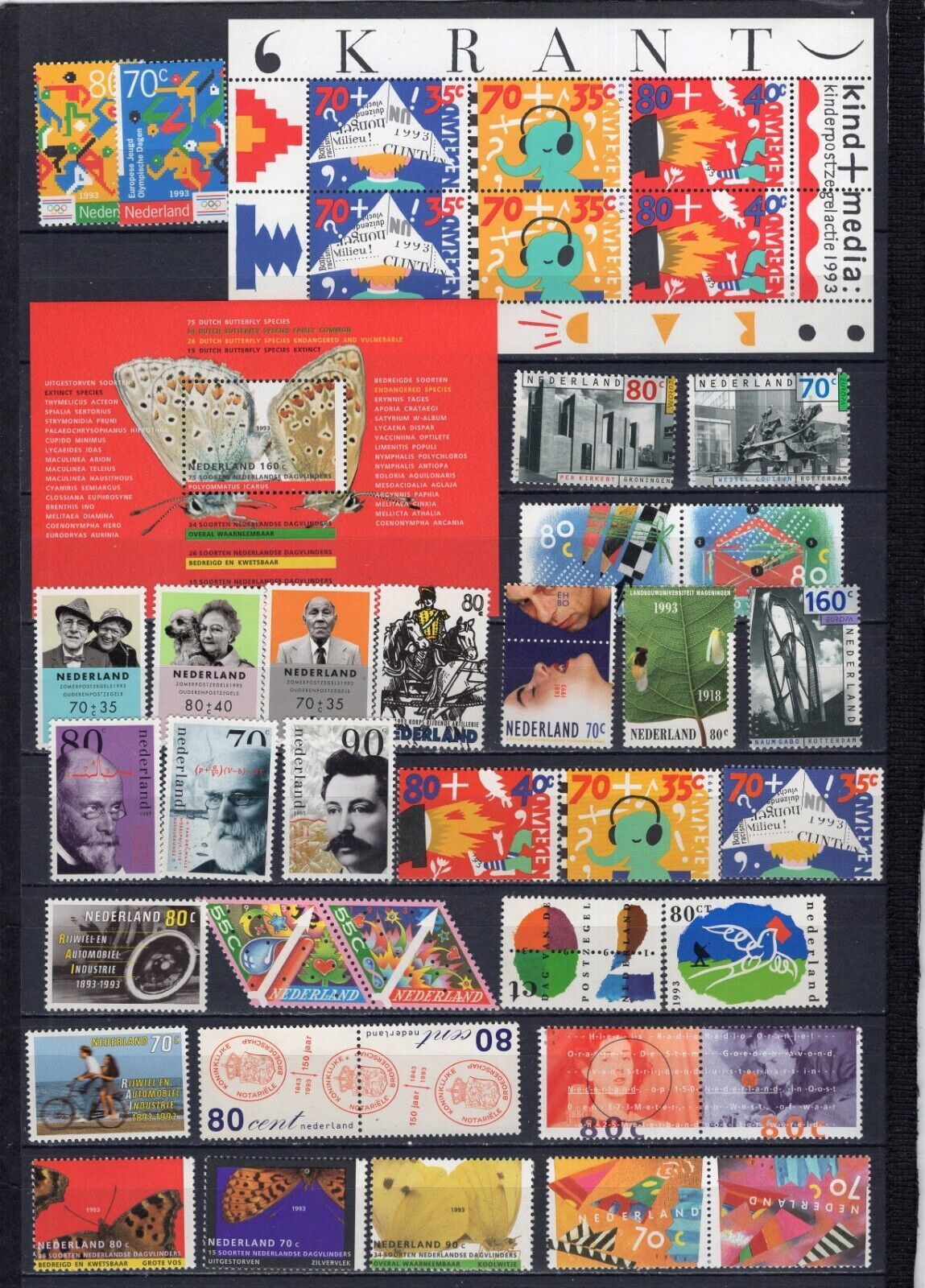Netherlands 1993 Year SET of 36 Stamps, Sheet of 6 Stamps & 2 S/S MNH ...