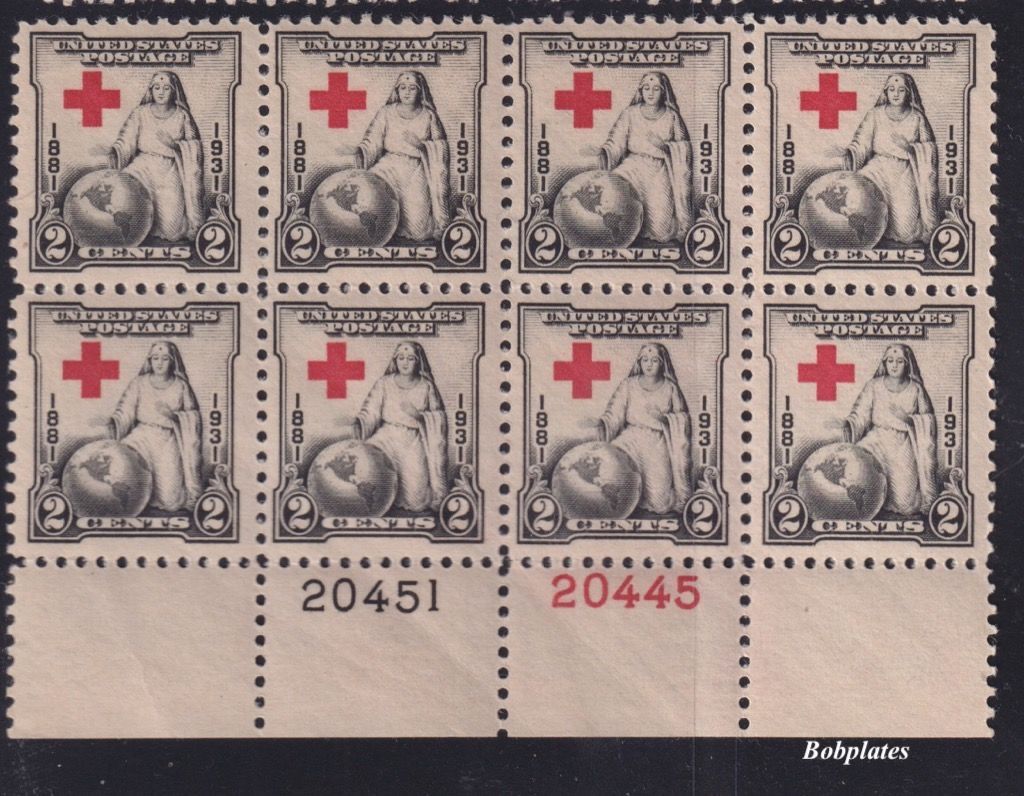 BOBPLATES US #702 Red Cross Bottom Left Plate Block of 8 20451 20445 ...