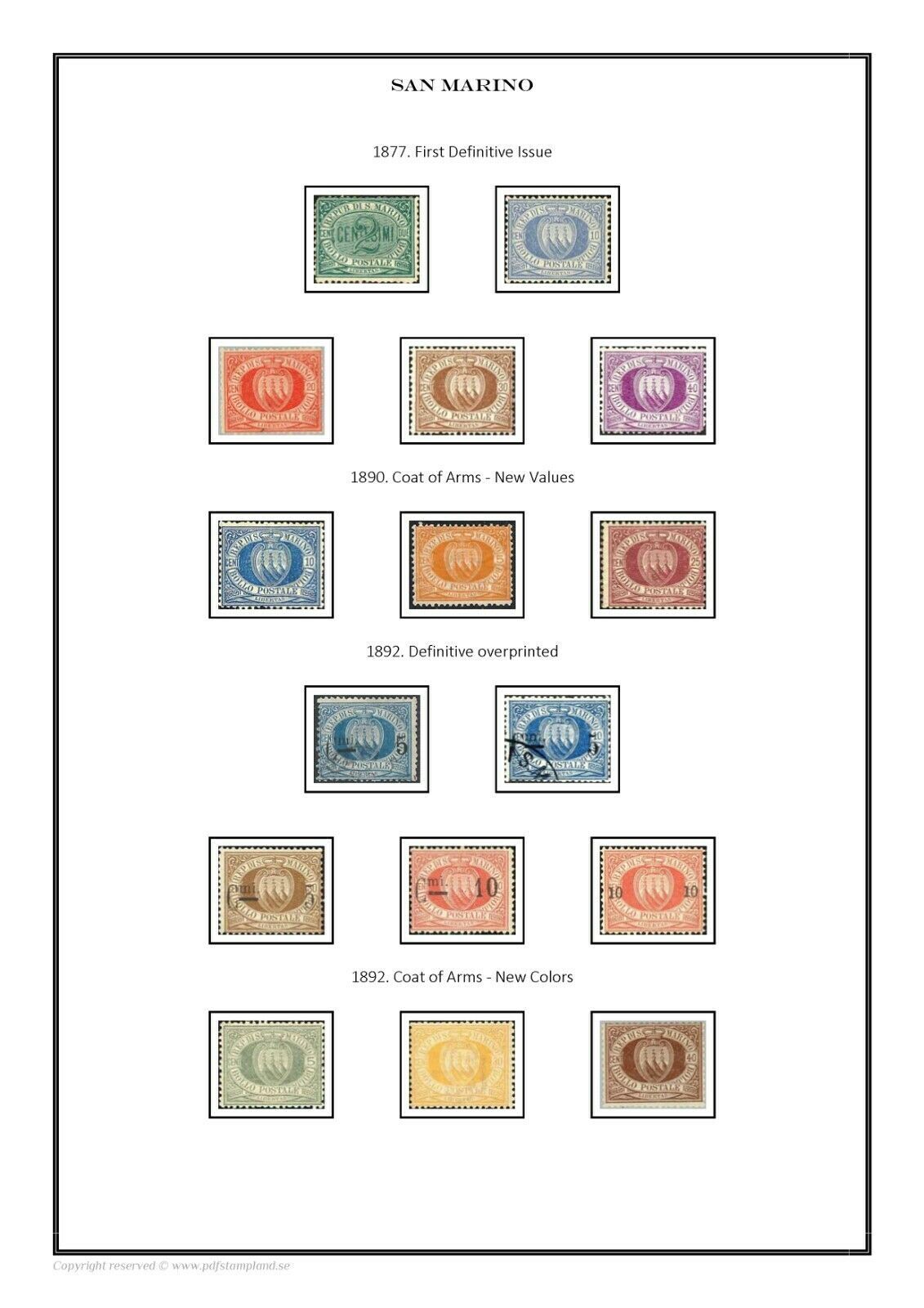 San Marino 1877 - 2021 PDF (Digital) Stamp Album Pages | Publications ...