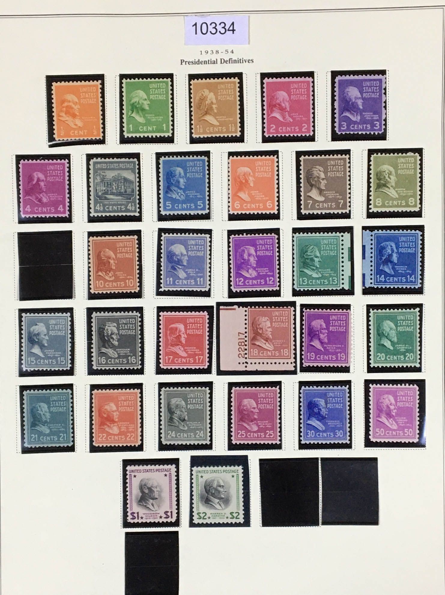 US Stamps # 803/833 1938-1954 Collection Mint OG NH CAT. $ LOT #10334 ...