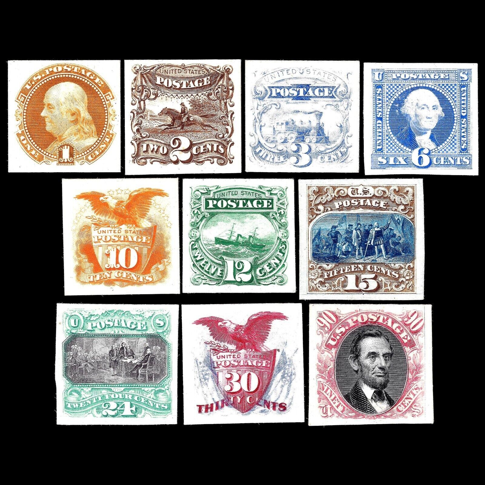 WCstamps: U.S. Scott #112P4-122P4 / 1c-90c Pictorial Proofs VF NGAI CV ...