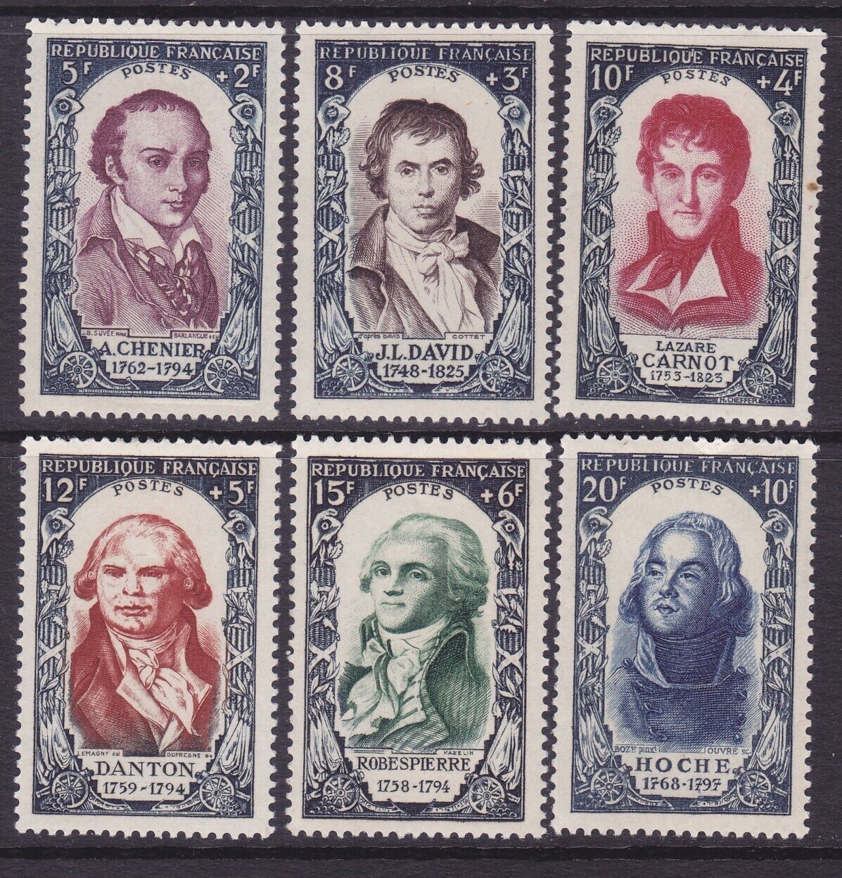 France B249-54 MNH OG 1950 Various Portraits Full Set Very Fine Scv $72 ...