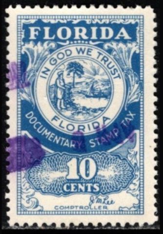 1930's Florida Revenue 10 Cents Documentary Stamp Tax Used | Specialty ...
