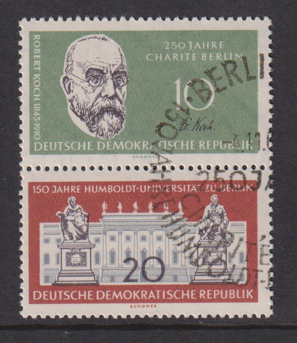 German Democratic Republic DDR #521,522 cancelled 1960 Humboldt pair 10 ...