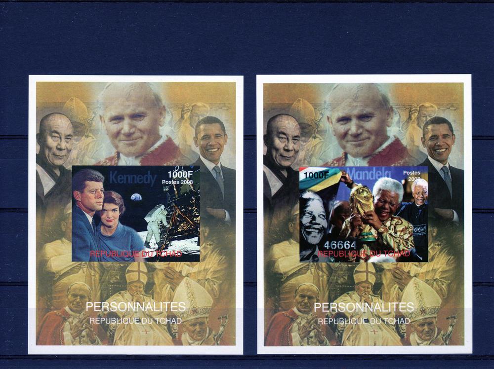 Chad 2008 Pope John Paul II- JF.Kennedy (4) Deluxe s/s Imperforated mnh ...