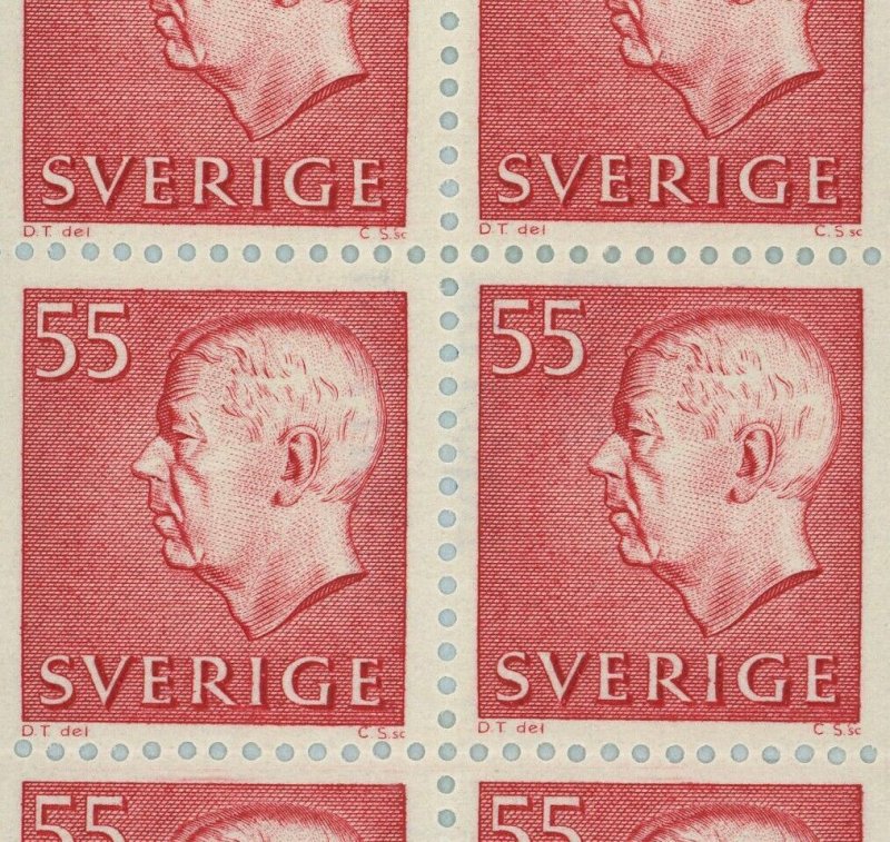Sweden #672Bc Gustav VI Adolf Booklet Pane of 10 Stamps Europe 1969 ...