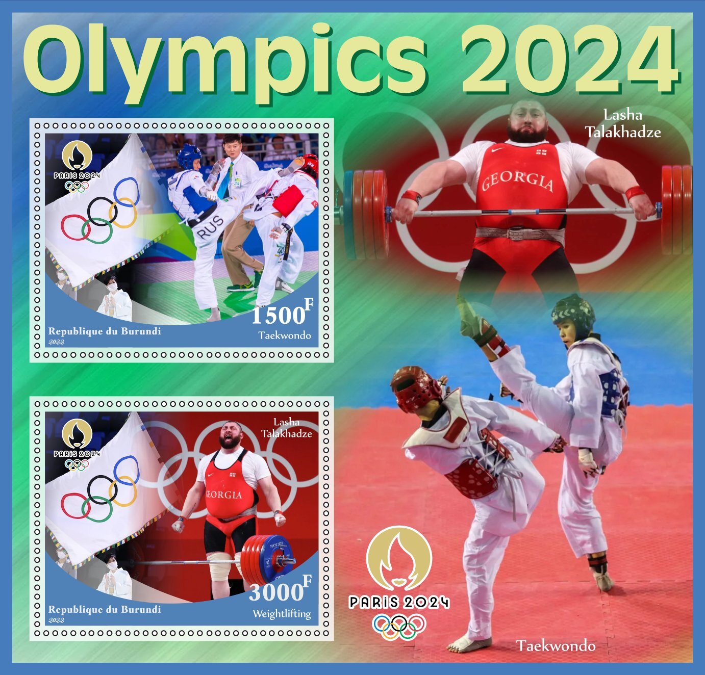 Stamps. Olympic Games in Paris 2024 2023 year, 1+1 sheets perforated ...