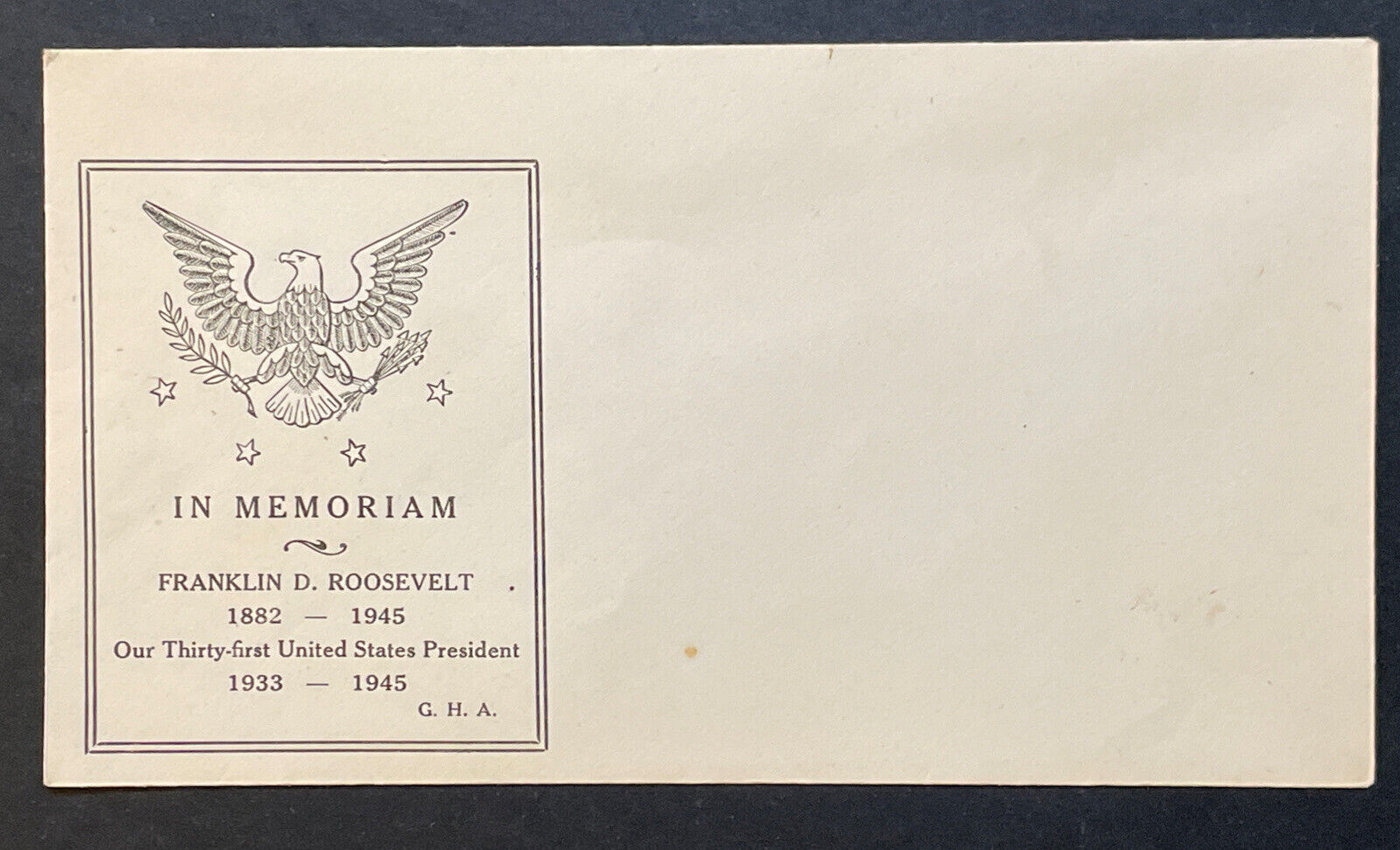 Unused WWII Patriotic Envelope - Franklin D. Roosevelt Memoriam ...