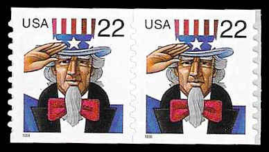 PCBstamps US #3263 Coil Pair 44c(2x22c) Uncle Sam, MNH, (10) | United ...