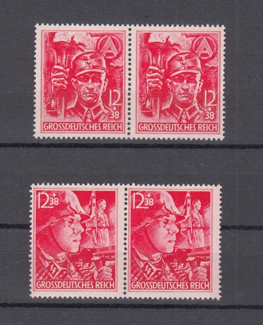 WWII Nazi Last Stamps Issued SS/SA Troops Full Set in Pair Mi 909/910 ...
