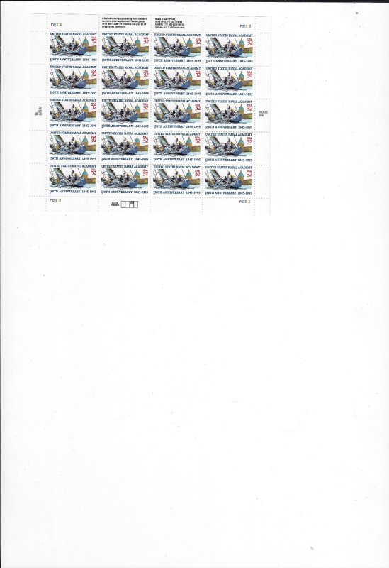 US Stamps/Sheets/Postage Scott #3001 US Naval Academy MNH F-VF OG FV $6 ...