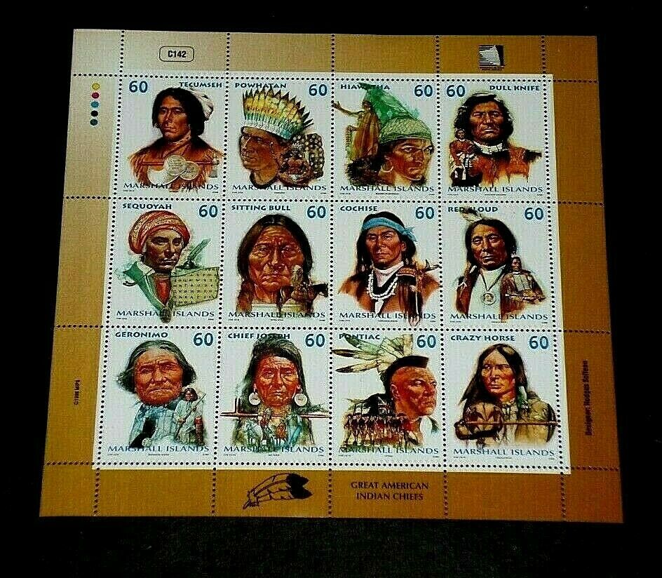 Marshall Islands, 1999, Great American Indian Chiefs, Sheet/12, MH ...