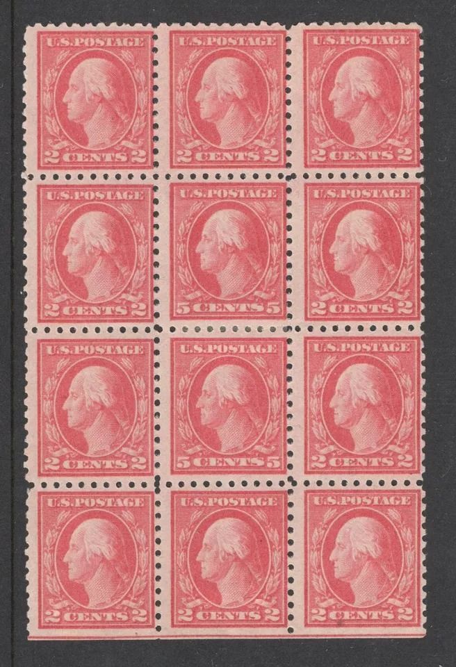 1916 US SC 467 Washington in Carmine, Double Error Block Plate of 2c ...