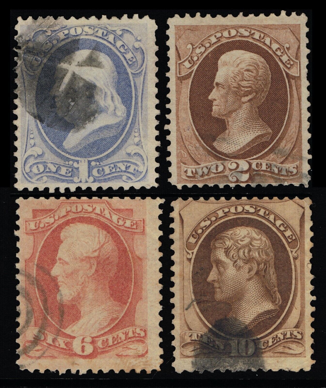 Genuine Scott #156 157 159 161 Used SET of 4 1873 Continental Bank Note ...