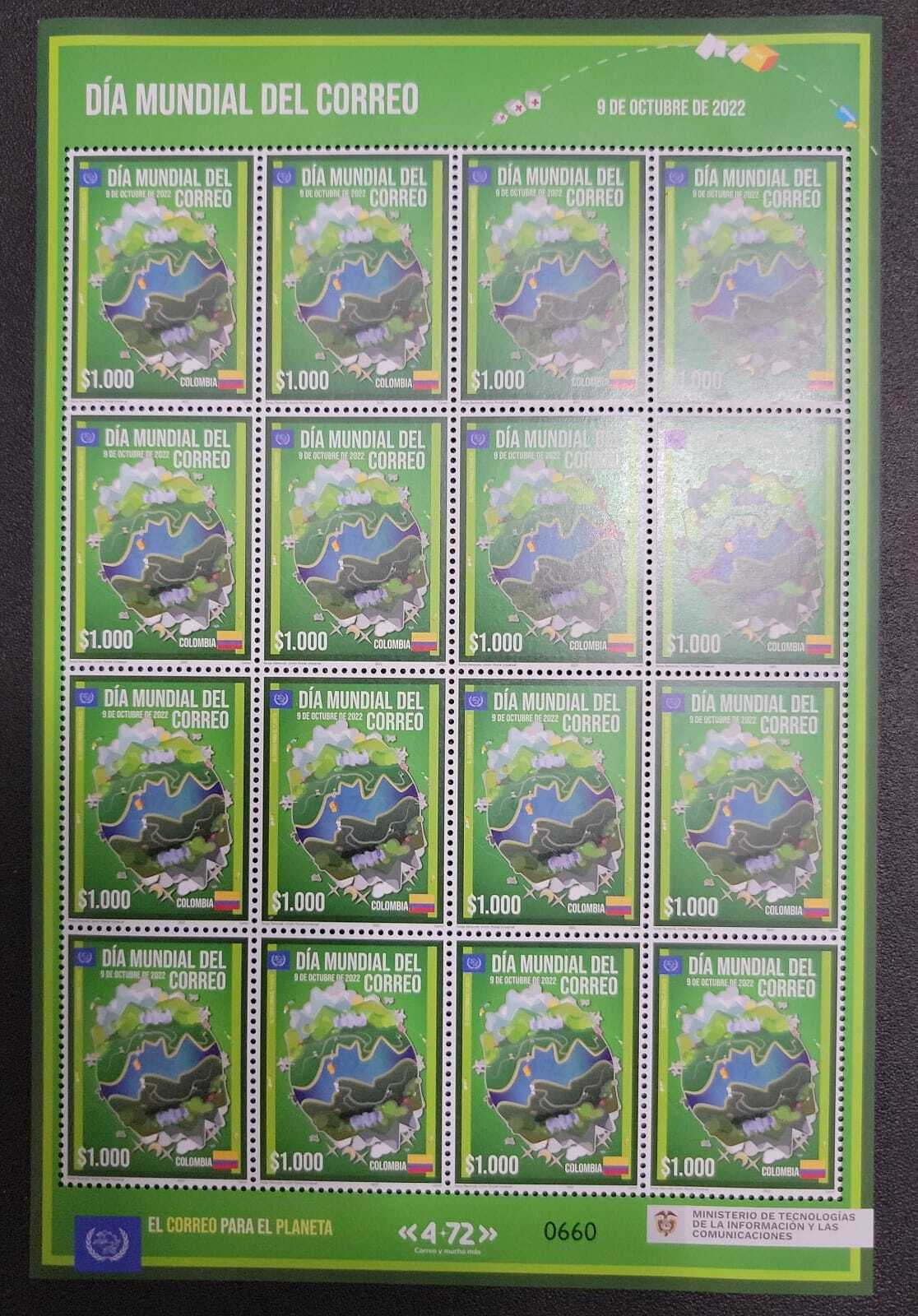 Vtaeb.O) 2022 Colombia, Joint Issue, World Post Day, the Planet Mail ...