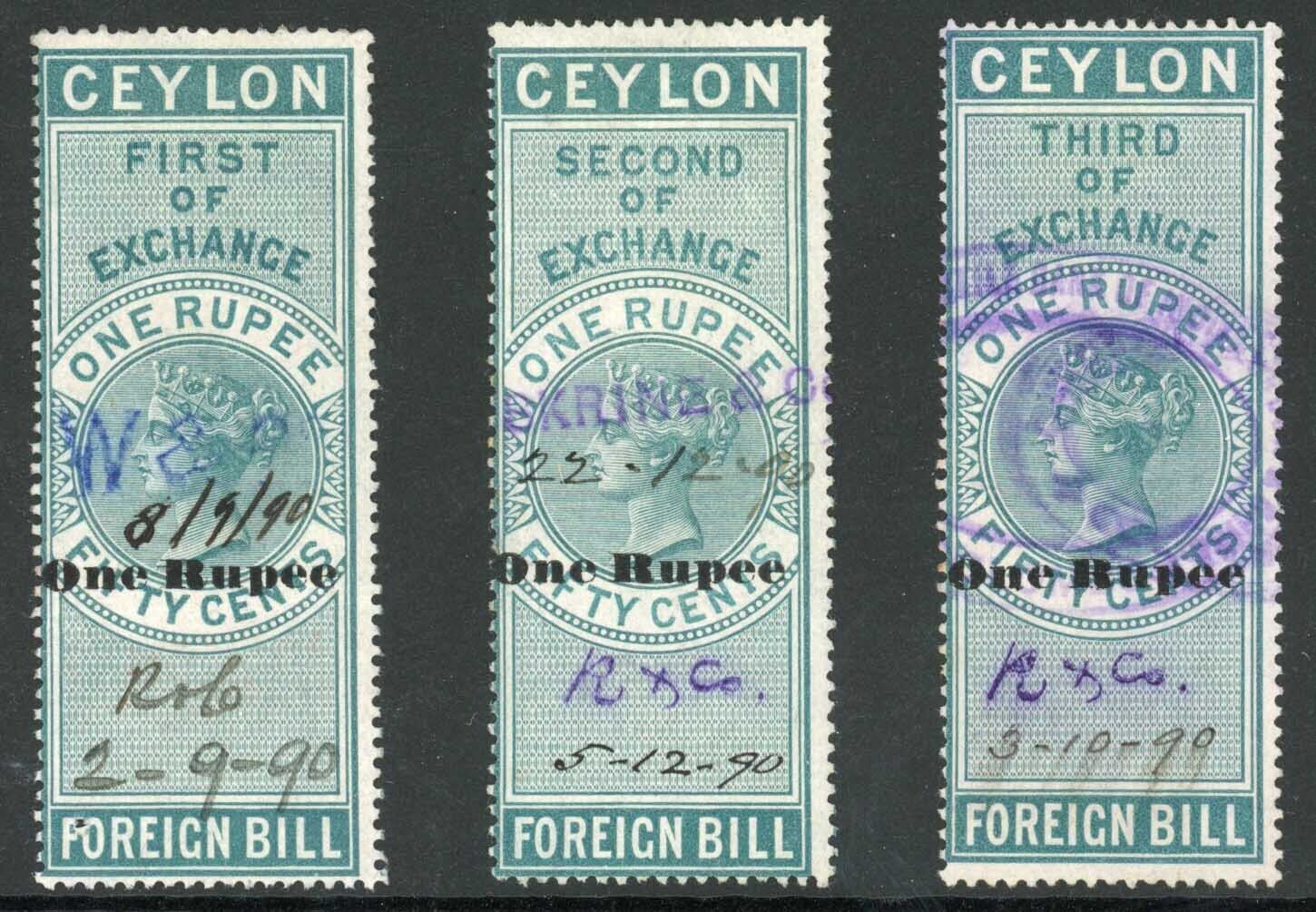 Ceylon Foreign Bill BF34 1r on 1r50 1st 2nd and 3rd Exchange | Asia ...