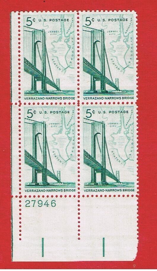 #1258 MNH OG plate block of 4 Narrows Bridge Free S/H | United States ...