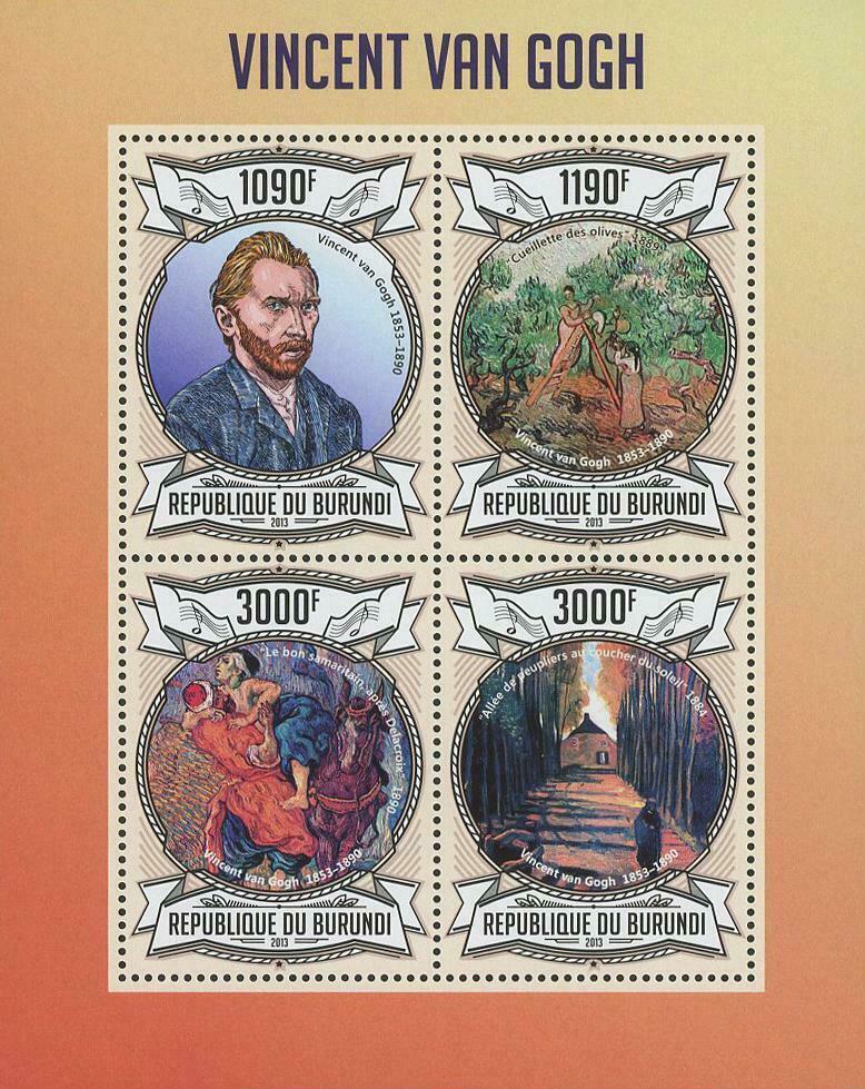 Vincent Van Gogh Paintings Famous Souvenir Sheet of 4 Stamps Mint NH ...