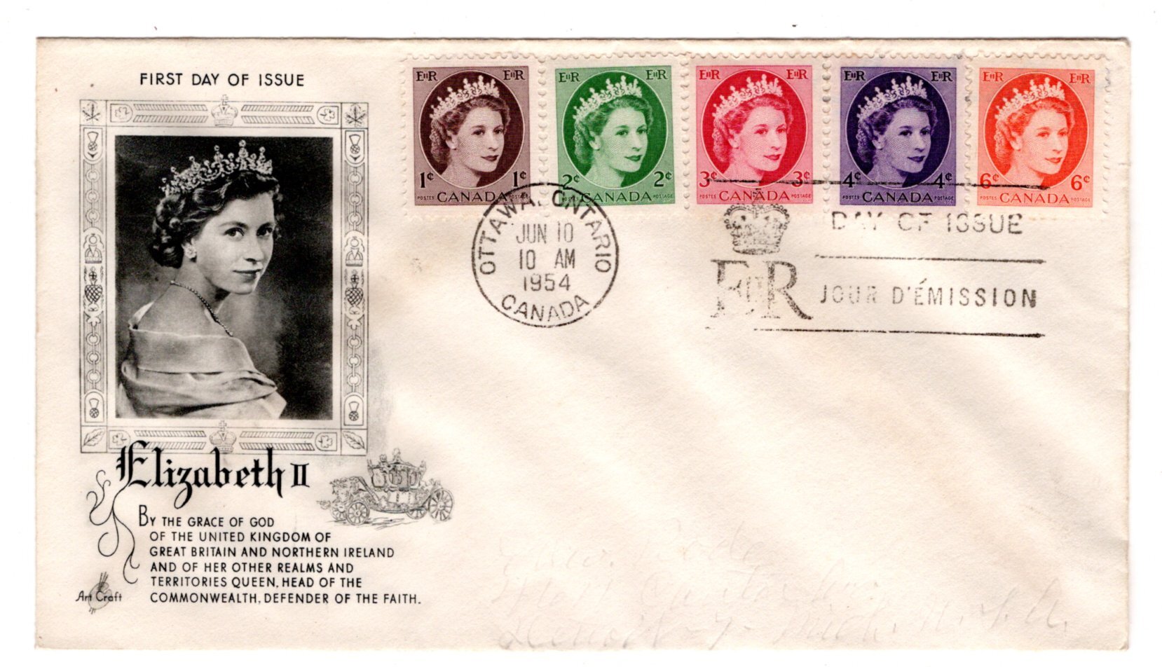 Scott 337-340,342, Scott, Combination FDC, Jun 10 1954, Cachet, Wilding ...