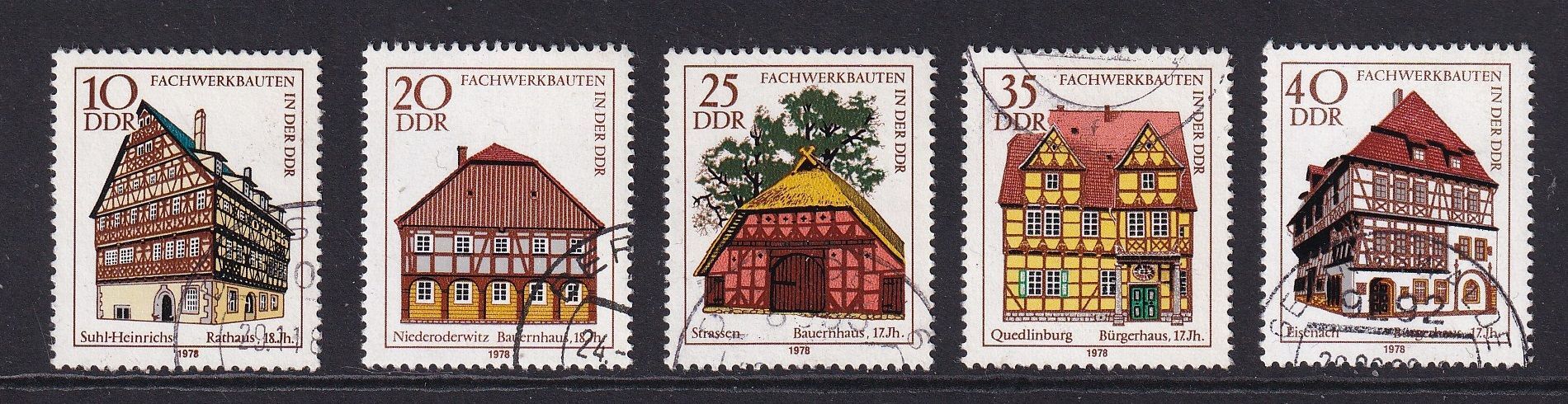 German Democratic Republic DDR #1882-1886 used 1978 half-timbered ...