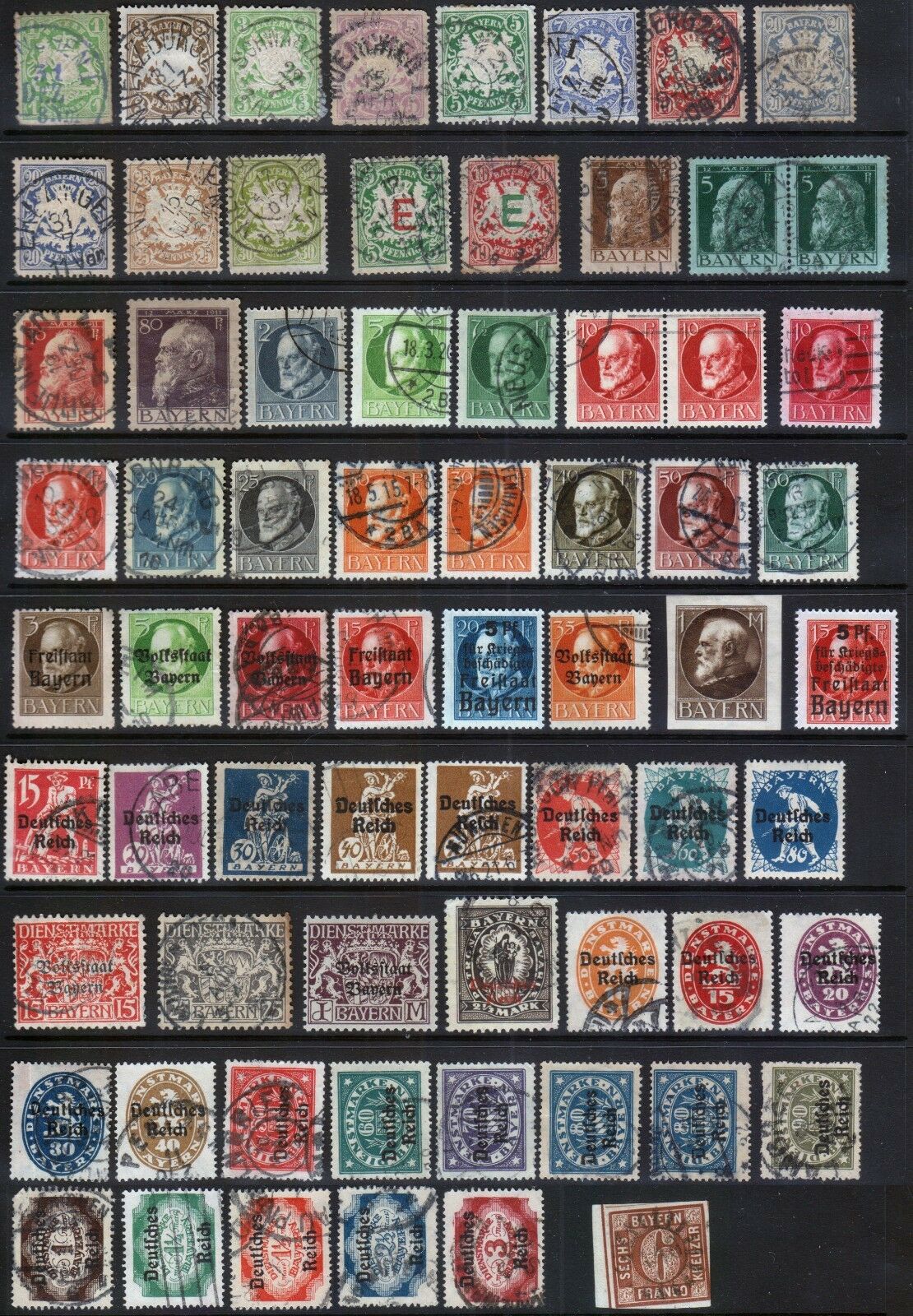 79 BAYERN BAVARIA Postage Stamps Collection USED Deutches Reich BVR1 ...