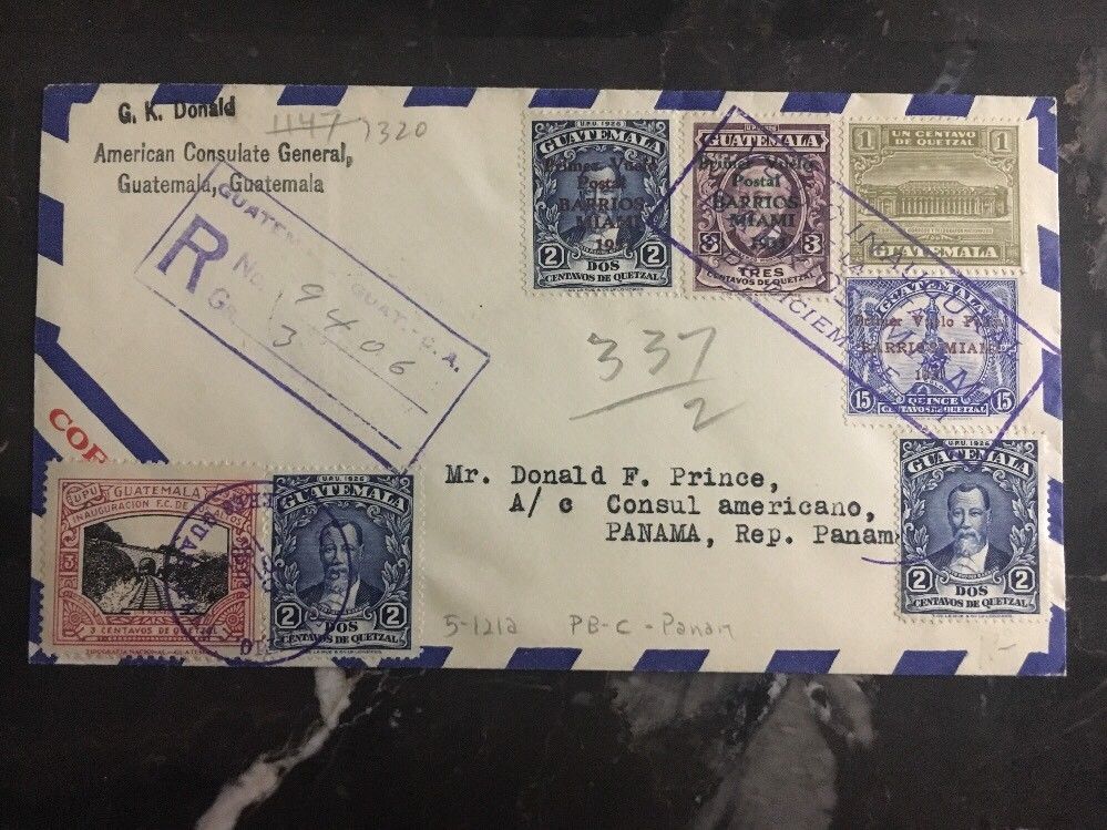 1931 US Consulate Guatemala first flight cover FFC Miami USA To Panama ...
